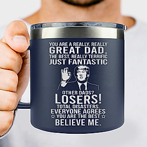 AMAZPRINTS Gifts for dad from Daughter, Son, Kids - Dad Gifts for Fathers Day, Christmas - Father gifts from Kids - Dads Birthday Gift - 14oz Stainless Steel Dad Coffee Mug – Insulated