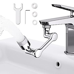 Swivel Faucet Extender, 1080° Rotatable Faucet Aerator, Universal Splash Filter Faucet Sink Water Extender with 2 Water Outlet Modes, Spray Attachment, Robotic Arm for Bathroom Sink Kitchen Tap