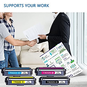 SAOUOT [4-Pack, 1BK+1C+1M+1Y] Compatible TN225 TN-225 High Yield Toner Cartridge Replacement for Brother HL-3140CW 3150CDN 3170CDW 3180CDW MFC-9130CW 9140CDN 9330CDW 9340CDW DCP-9015CDW Printers