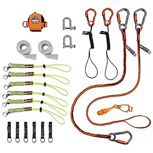 Tool Tethering Kit for Scaffholders, Includes Tool Lanyards and Attachments for Wrenches and Mallets, Ergodyne Squids 3187