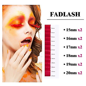 Eyelash Extension D Curl 15-20mm Easy Fan Volume Lashes 0.07mm Mixed Tray Red Easy Fan Lash Extensions Colorful Self Fanning Lashes (Red 0.07-D, 15~20mm Mix)
