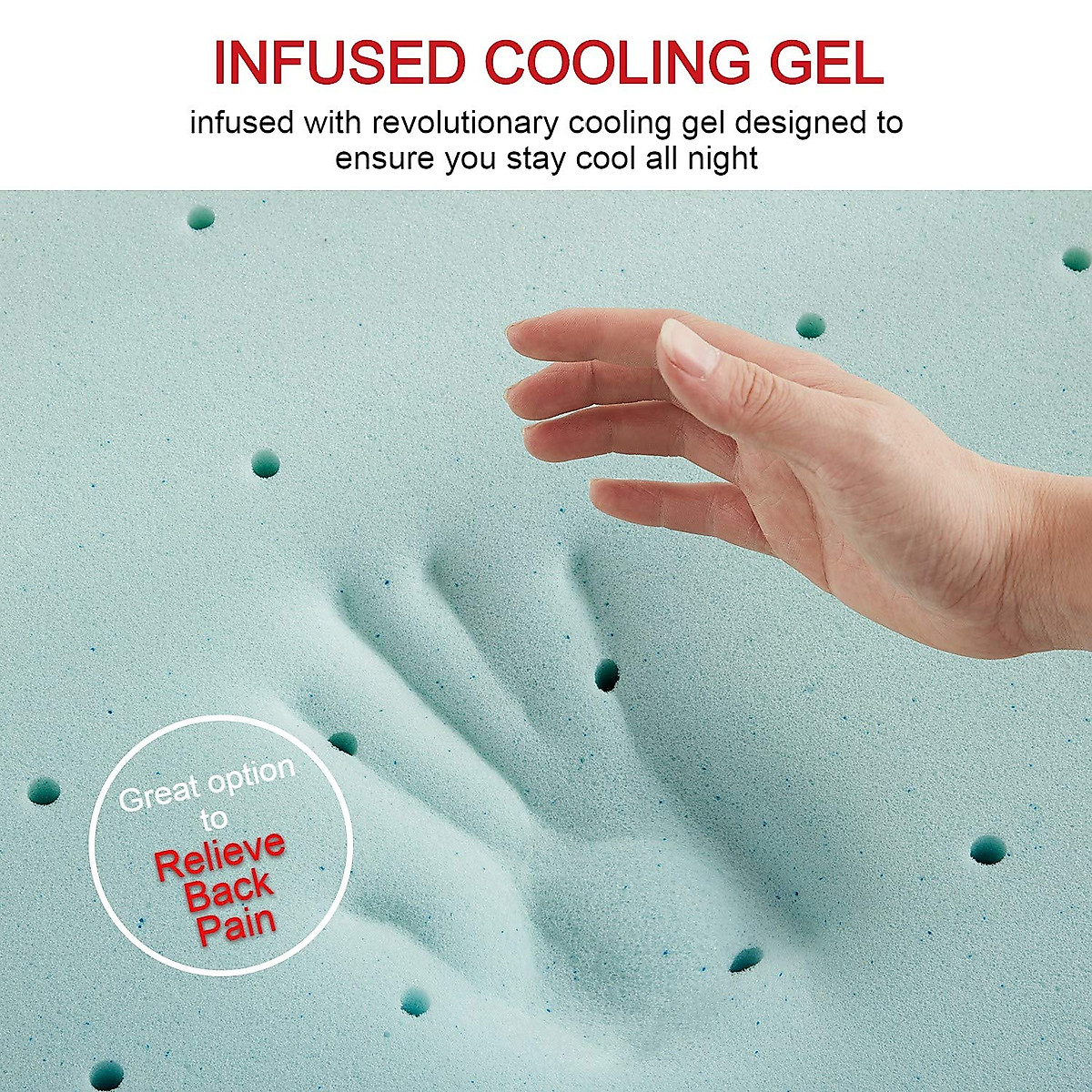 Empyrean Bedding Mattress Topper - 3 Inch Memory Foam Mattress Topper, Gel Infused Cooling Mattress Pad, King Size.