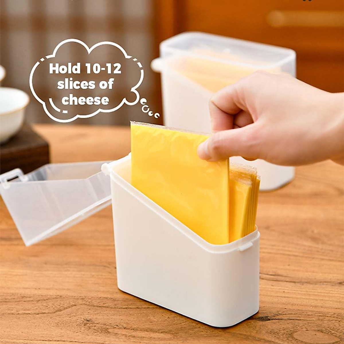MININAI Sliced Cheese Container for Fridge, 2/4 PCS Cheese Storage Box with Flip Lid Plastic Cheese Keeper Cheese Saver Holder (2pcs)