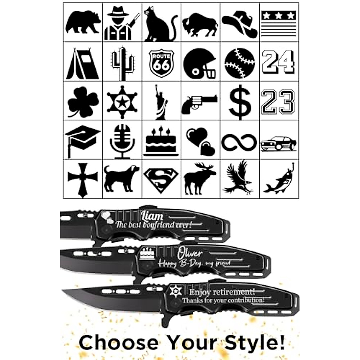 Grand Way Personalized Gift for Men - Customized Pocket Knife Engraved Gifts Dad Husband Custom Knives Idea Birthday Christmas Valentine's Day Anniversary Stocking Stuffers 6681 PS