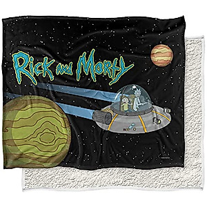Rick and Morty Rick and Morty in Space Silky Touch Sherpa Back Super Soft Throw Blanket, Rick and Morty in Space