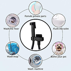 MINJING Hand Held Bidet Sprayer for Toilet, Brass Single Handle Bidet Faucet, Wall Mounted Bidet Faucets, Hygienic Shower Tap, Cold and Hot Water Mixer Bidet Tap