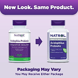 Natrol Acidophilus Probiotic 100 mg, Dietary Supplement for Healthy Gut Function, Digestive Health Capsules for Adults, 150 Capsules, Up to a 50 Day Supply