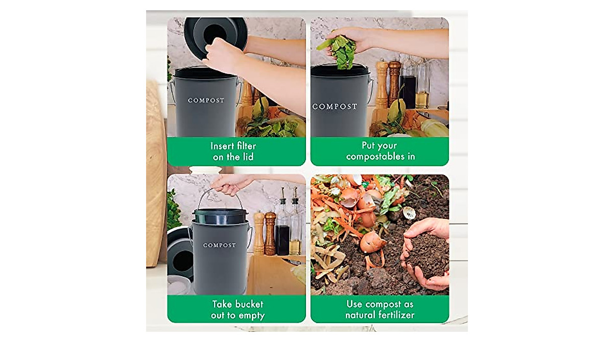 Finessy Compact Kitchen Compost Bin for Odor-Free Recycling