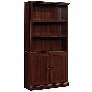 Sauder Misc Storage 3-Shelf 2-Door Tall Wood Bookcase in Cherry