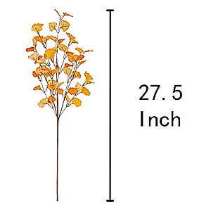 VGIA 6 Pcs Artificial Ginkgo Leaves Stems Fall Leaf Spray Flower Arrangement for Vase Silk Autumn Leaves Stems Fall Decorations for Room Kitchen Office