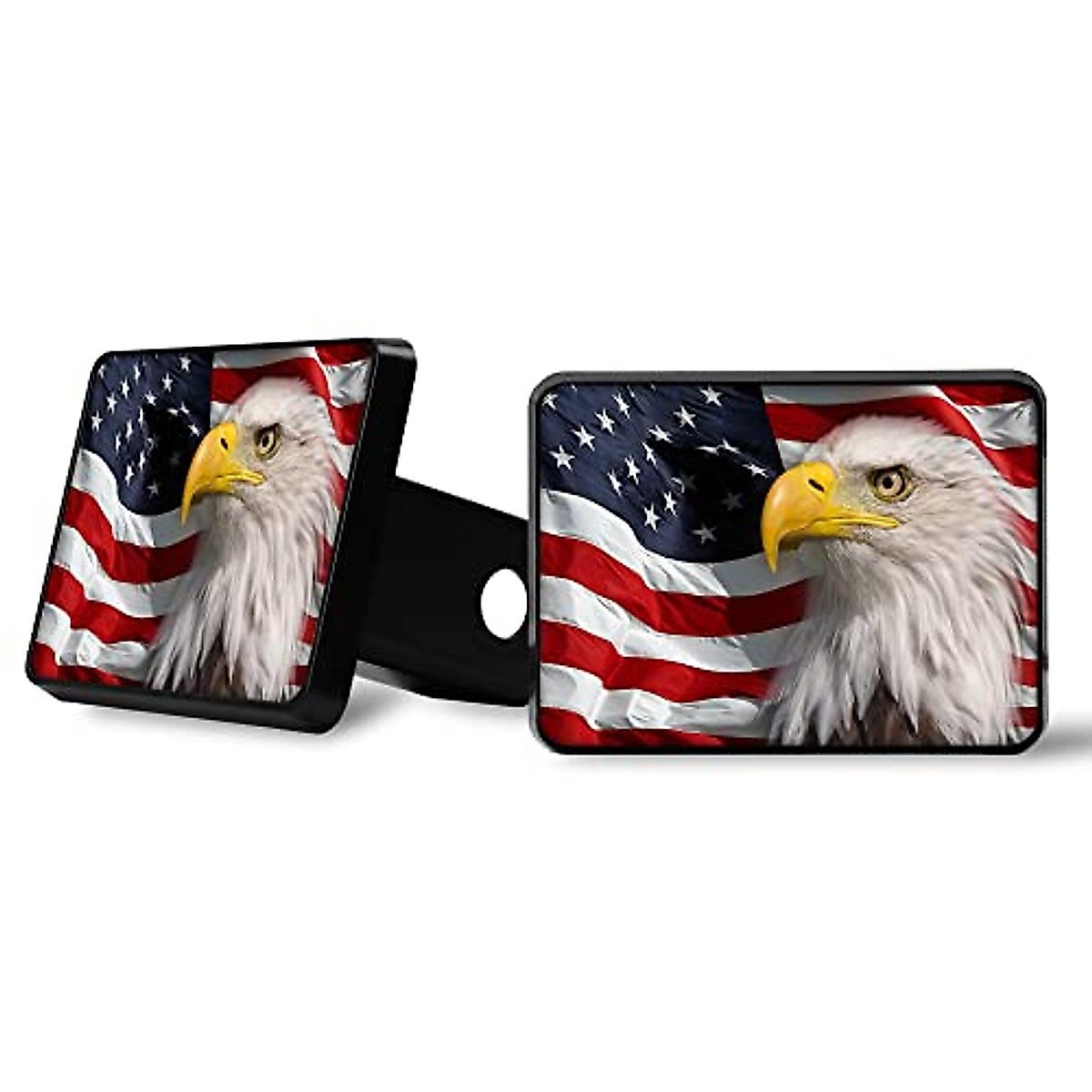 HOMETRIP US Bald Eagle Flag Trailer Hitch Cover Plug Fits 2 inch Receivers, 4 x 4 x 5 inches