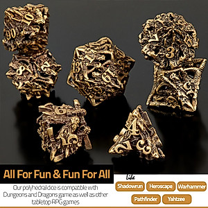 JOYLORD Hollow Metal DND Dice Set - Dragon Head Design for Dungeons &Dragons- Metal Dice Set with Unique Numbers,Unforgettable Dungeons and Dragons Gifts