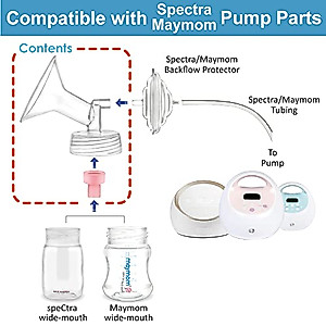 Maymom Pump Part Compatible with Spectra/Ameda Luna Pumps, Syngery Gold; Incl Wide Mouth Flange 17 mm Valve; Not Original Spectra Flange; Replaces Spectra S1 S2, Plus Shield, Pump Parts, Accessories