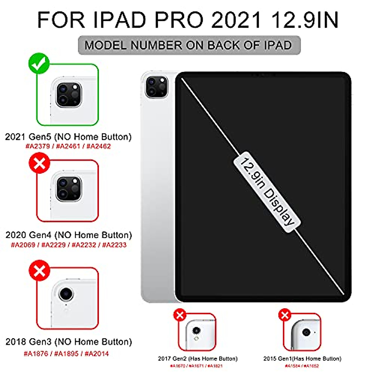 Tuosake iPad Pro 12.9 Case 2021/2022 5th/6th Generation with Pencil Holder,Slim Lightweight Trifold Stand Case【Pencil Charging+Auto Sleep/Wake】 Soft TPU Back Cover for iPad Pro 12.9 inch-Book