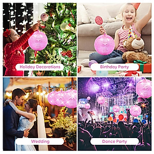 Mirror Disco Ball Decor with Hanging Ring 8" Large Pink Disco Ball Ornament for Disco Party Decorations,70s Theme Party, DJ, Wedding, Birthday,Christmas