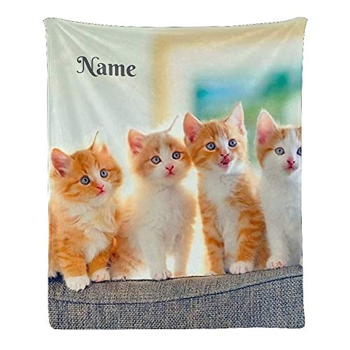 CUXWEOT Personalized Blanket with Name Text Custom Funny Cat Soft Fleece Throw Blanket for Gifts (50 X 60 inches)