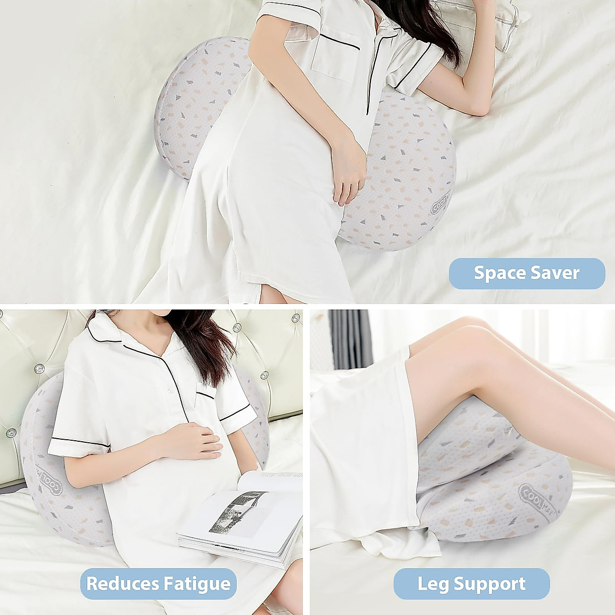 SNUGGZYMOMS Pregnancy Pillow, Bigger Size Stepped Wedge Maternity Pillow for Pregnant Women, with Adjustable & Detachable & Washable Pillow Cover, Support Cushion for Belly, Back, Legs, HIPS