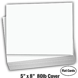 Hamilco Blank Index Cards 5 x 8 Card Stock 80lb Cover White Cardstock Paper - 100 Pack