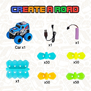 Race Car Track Toys for Kids, Race Car Toys with LED Light and Flexible Changeable Magic Track, Christmas Birthday Gifts Toys for Age 3 4 5 6 7 Years Old Boys Girls