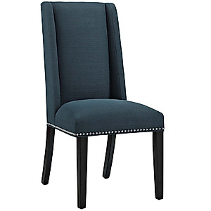 Modway MO- Baron Modern Tall Back Wood Upholstered Fabric, Dining Chair, Azure
