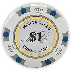 DA VINCI 14 Gram Clay Monte Carlo Poker Club Premium Quality Poker Chips Pack of 50 White Chips