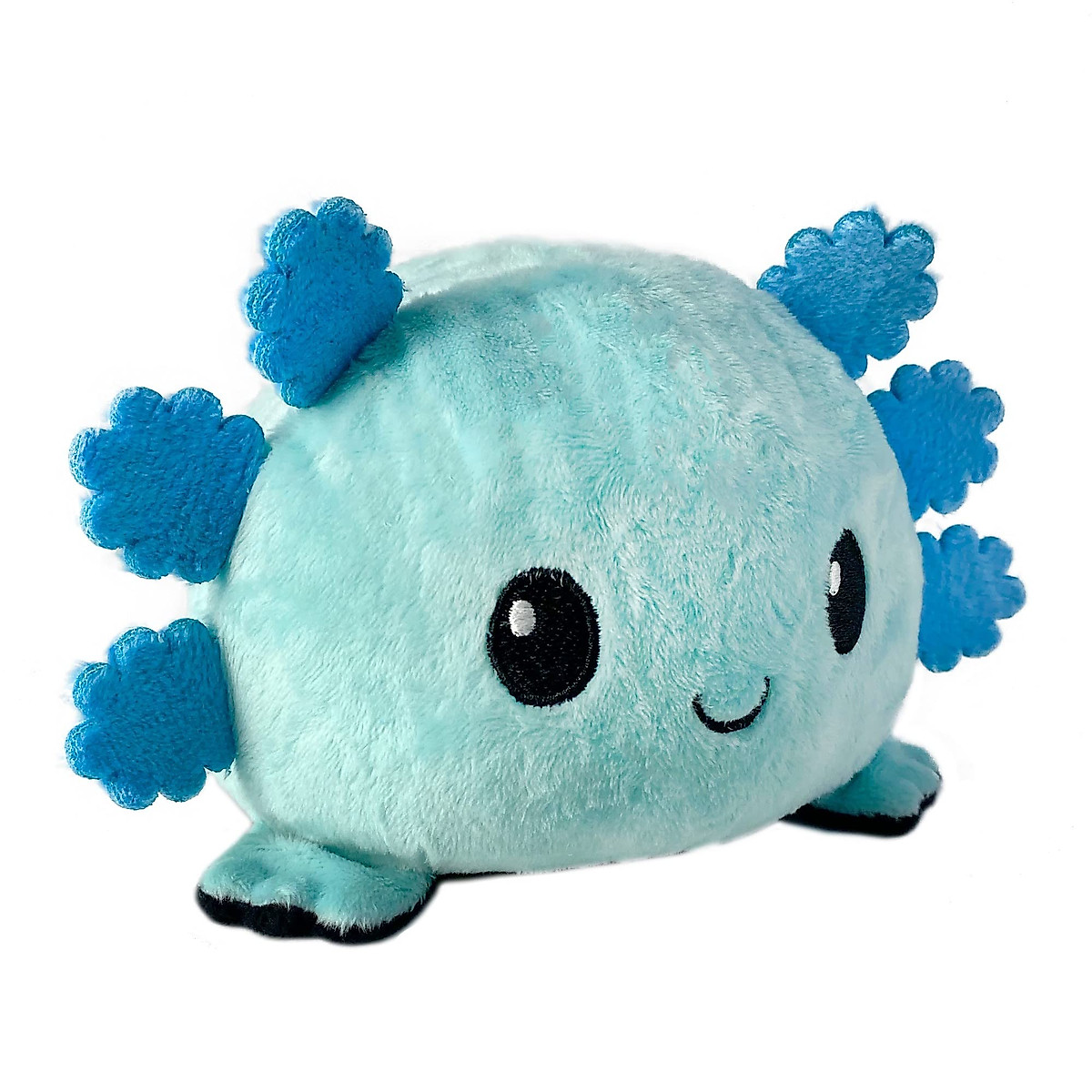 TeeTurtle - The Original Reversible Axolotl Plushie - Blue + Black - Cute Sensory Fidget Stuffed Animals That Show Your Mood 4 inch