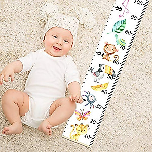 ASENART Growth Chart for Kids Roll-up Height Chart for Boys Girls Fabric Canvas Animal Height Measurement Ruler for Nursery Room Removable Wall Decor 79"x7.9"