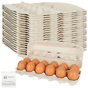 22 Pcs 12 Count Egg Cartons Cheap Bulk Empty Cardboard Egg Cartons Paper Egg Cartons for Chicken Egg, Fresh Egg and Sale, with Sticker