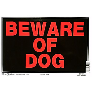 HILLMAN 839924 Beware of Dog Sign, Black and Red Plastic, 8x12 Inches 1-Sign