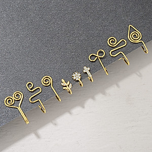 EVISPOL 4Pcs 16G Fake Septum Nose Rings for Women Men, Stainless Steel Faux Bat Septum Ring Clip On Septum Jewelry CZ Nose Cuffs Non Piered Nose Piercing Jewelry-4Pcs-Bat-Colors