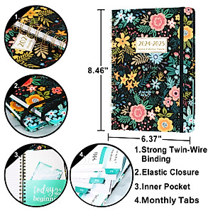 2024-2025 Planner - Planner 2024-2025, July 2024 - June 2025, Weekly & Monthly Planner with Tabs, 6.37" x 8.46", Hardcover + Inner Pocket + Thick Paper - Colorful Flower