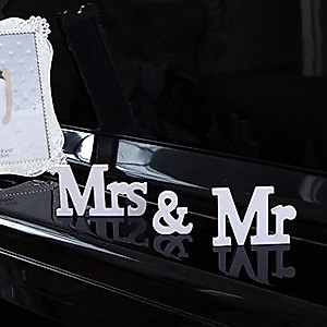 IronBuddy Mr Mrs Sign Letters 3D White Wooden Letters Decoration Wooden Mr and Mrs Letters for Party Wedding Table Decoration Photo Props (White)