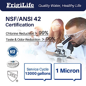 FrigiLife 1 Micron 10" x 2.5" Whole House CTO Carbon Sedimen Water Filter Compatible DuPont WFPFC8002, WFPFC9001, SCWH-5, WHCF-WHWC, FXWTC, RO Unit for Under Sink & Countertop Filtration System,3Pack