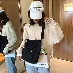 Pbkabiug Canvas Bags for Women Handbag Shoulder Bag Large Capacity Messenger Tote Shopper Bags Casual Cross Body Bag (Black)