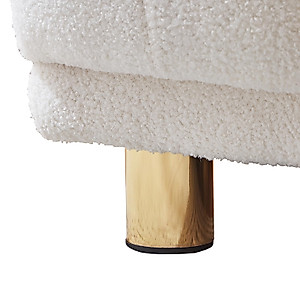 EMKK 86'' Velvet Couch Sofa Mid-Century Modern Teddy Upholstery Love Chesterfield 3 Seat Sofá for Living Room Apartment, White