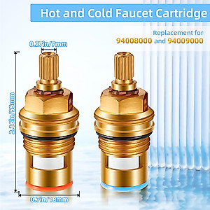 Dreyoo Hot Cold Faucet Cartridge Replacement Compatible with hansgrohe Basic Set, Axor Carlton, Citterio, Steel and Terrano Valves, 1 Inch Turn Flow Cartridge Replacement for 94008000 94009000
