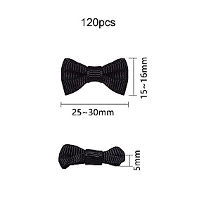 PH PandaHall 120pcs Mini Bow Tie Bows Ribbon Bows 1" Grosgrain Ribbon Bowknots, Black Mini Bow Ties Embellishment Woven Hair Bows for DIY Hair Clips, Pets Hair Bows