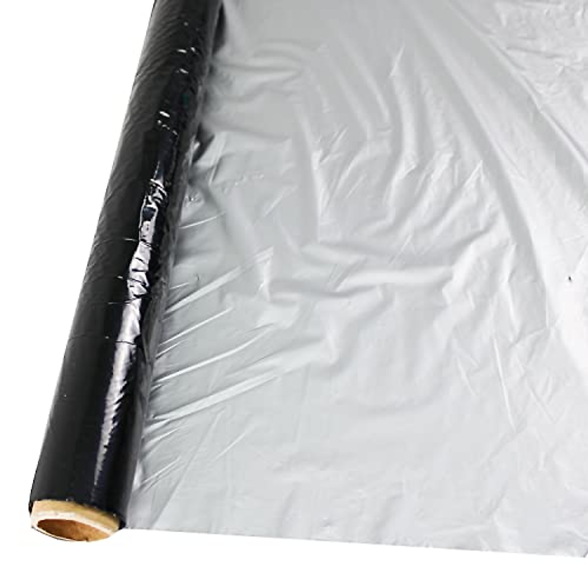 HFS(R) 1 Mil LLDPE Silver Black Metallic Plastic Mulch Plastic Film for Fruits, Vegetables, Crops, Greenhouse, Garden (4FTX50FT)