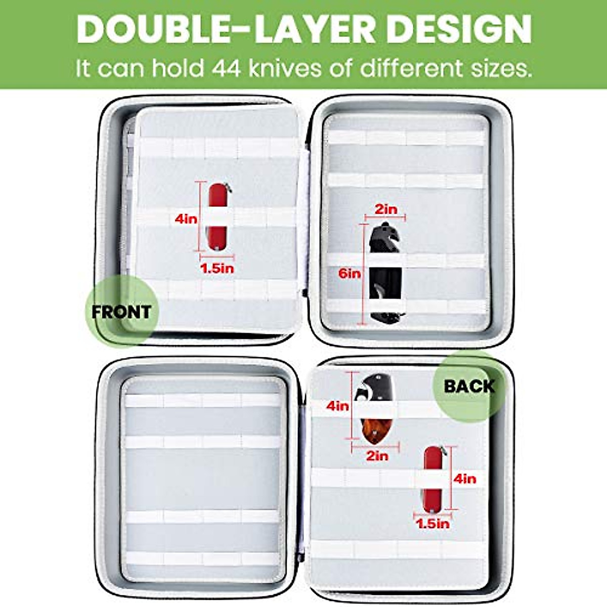 Knife Display Case for Pocket Knifes, Knives Displaying Storage Box and Carrying Organizer Holds up to 44+ Folding Knife for Survival, Tactical, Outdoor, For EDC Mini Knife (knife case standard)