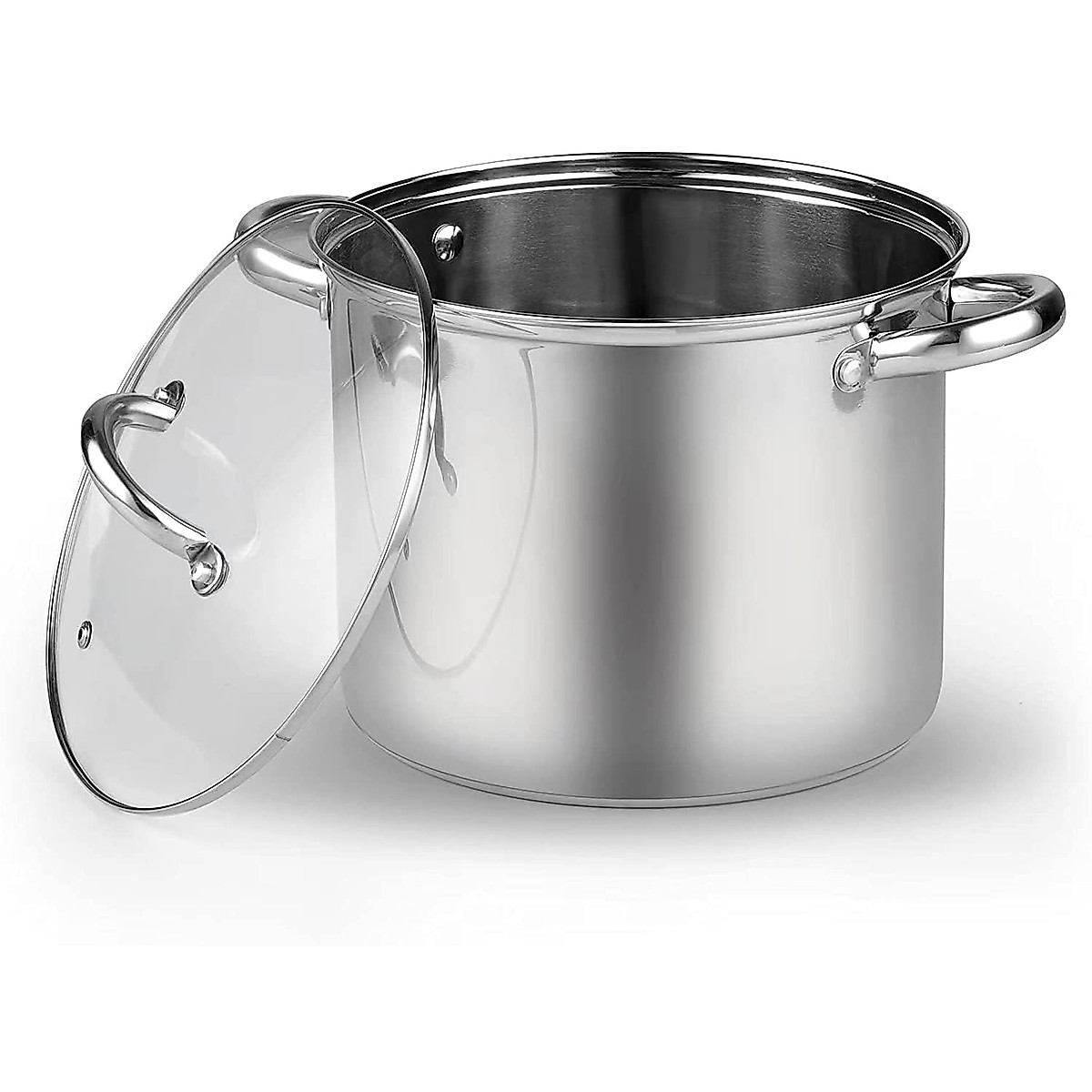 Cook N Home Stockpot with Lid, Basics Stainless Steel Soup Pot, 12-Quart