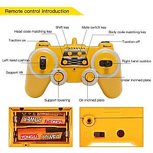 Dollox RC Truck Detachable Flatbed Semi Trailer Tractor Engineering Car Remote Control Trailer Truck Die-Cast Low Loader Electronics Hobby Toy with Sound and Light