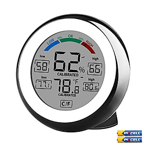 Digital Hygrometer Indoor Thermometer Humidity Gauge with Touchscreen Humidity Monitor Indicator Room Thermometer with Temperature Humidity Gauge for Home Office Greenhouse