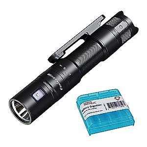 Fenix LD12R EDC Flashlight, 600 Lumen USB-C Rechargeable, AA Compatible, Main and Side Dual LEDs Work Light with Magnetic Clip and Lumentac AA Organizer