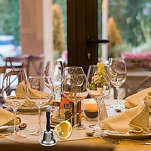 12Pcs Hand Bells Silver and Gold Steel Service with Black Wooden Bell for School Church Adults Classroom Wedding Decorative