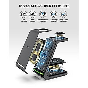 Wireless Charging Stand, GEEKERA 3 in 1 Wireless Charger Dock Station for iPhone 14 Pro Max/14 Pro/14 Plus/13/12/11/X/8 Series, Apple Watch Ultra/SE/8/7/6/5/4/3/2, AirPods Pro/3, Samsung Qi Phones