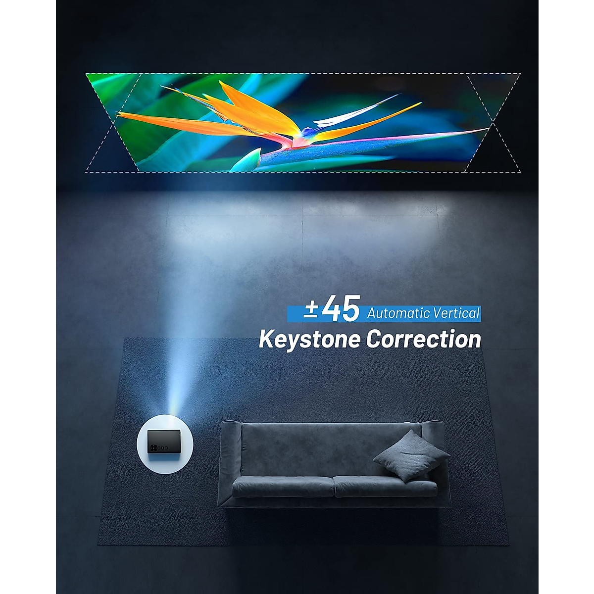 Mini Projector with WiFi and Bluetooth, ELEPHAS 1080P Portable Projector Built in Rechargeable Battery/Speaker, 5G Wireless DLP Little Pico Pocket Outdoor Video Home Movie Projector Compatible iPhone