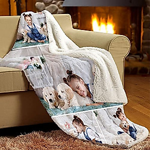 Personalized Custom Blankets with Photos Collage – 5 Images Cozy Super Soft Warm Comfortable Sherpa Blanket – Use Photos from Your Wedding, Birthday, Cats, Dogs, Pets, Children - 60x80 Fleece