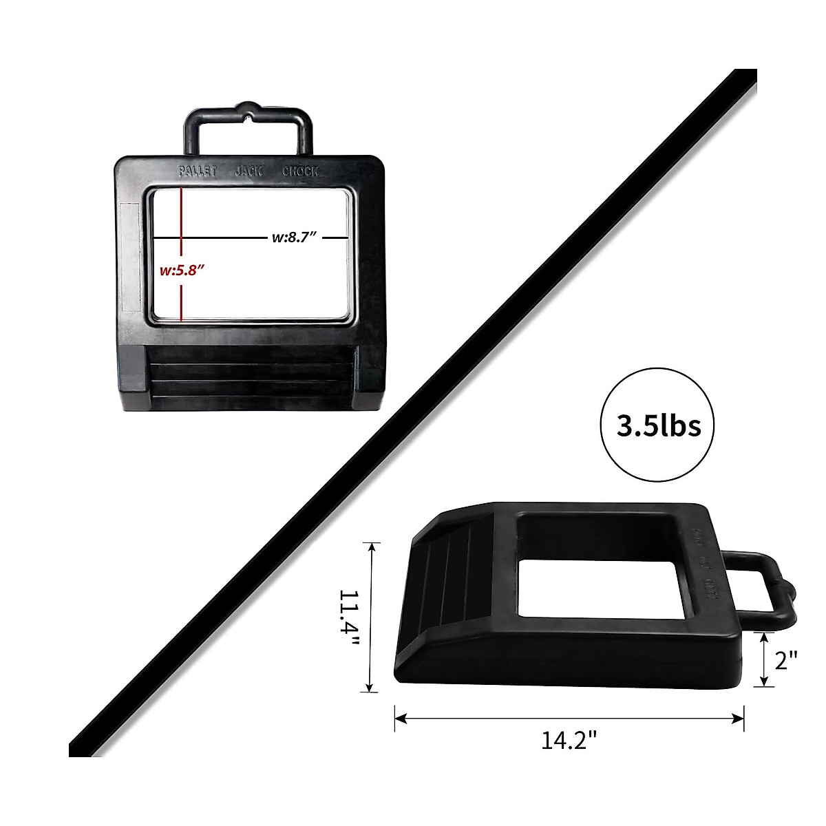 Tory Carrier Wheel Stopper Rubber Pallet Jack Truck Chock Heavy Duty Pallet Jack 14.2" Length x 11.4" Width x 2" Height