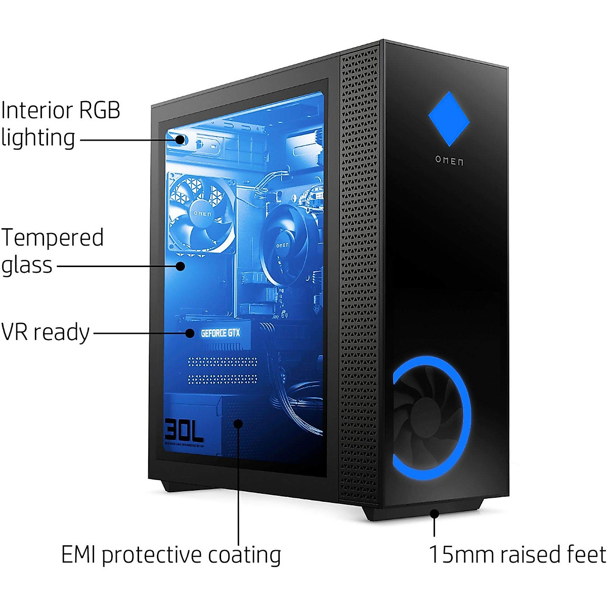 OMEN 30L Gaming Desktop Gamer Tower, AMD Ryzen 5-Series 3600 - GeForce GTX 1660 Super (8GB DDR4 RAM | 256GB PCIe SSD | 1TB HDD) WiFi Bluetooth Windows 10 Bundle JTD Mouse Pad