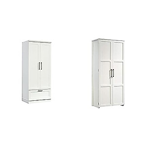 Sauder Homeplus Wardrobe, Soft White Finish & HomePlus Storage Cabinet, White Finish